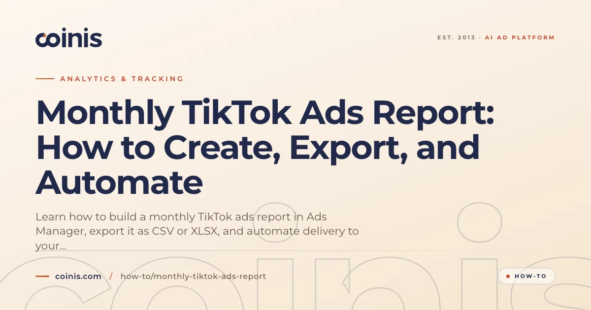 Monthly TikTok Ads Report: How to Create, Export, and Automate | Coinis